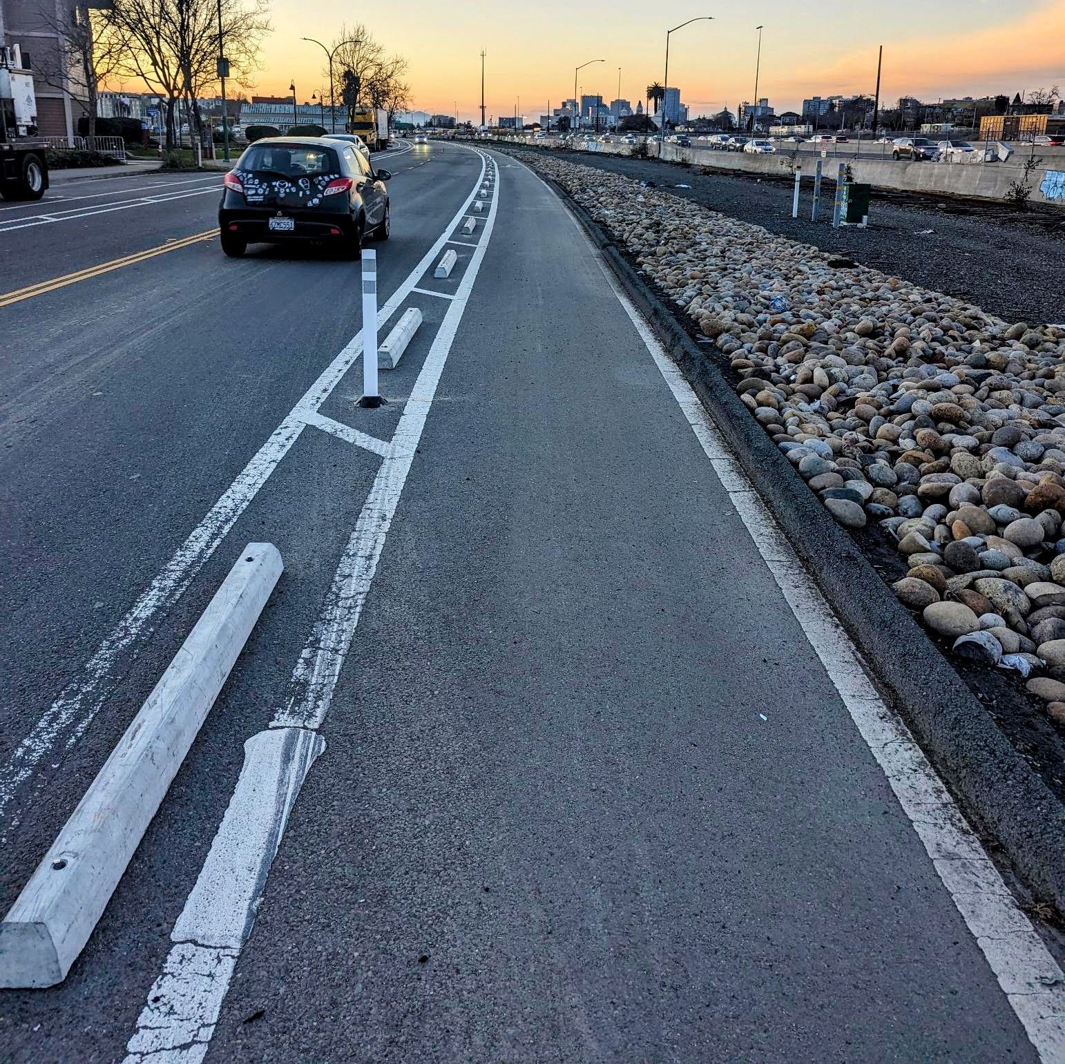 New Protected Bike Lane in Oakland